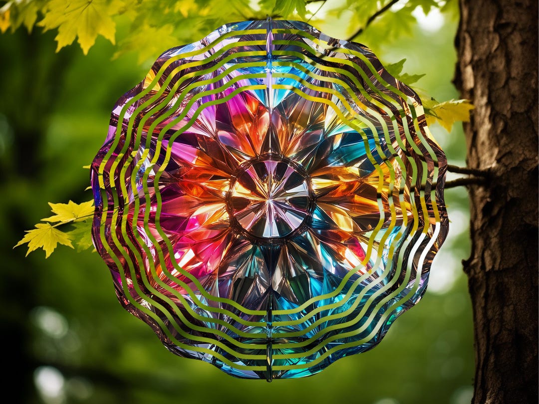 Kaleidoscope Wind Spinner PNG, Neon Spinner Sublimation Design, Wind ...