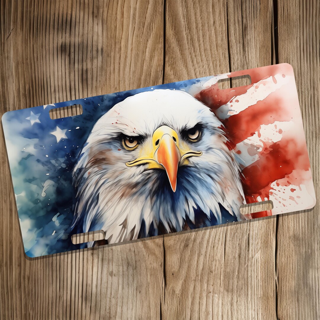 Patriotic License Plate, American Flag Eagle, Sublimation Design ...