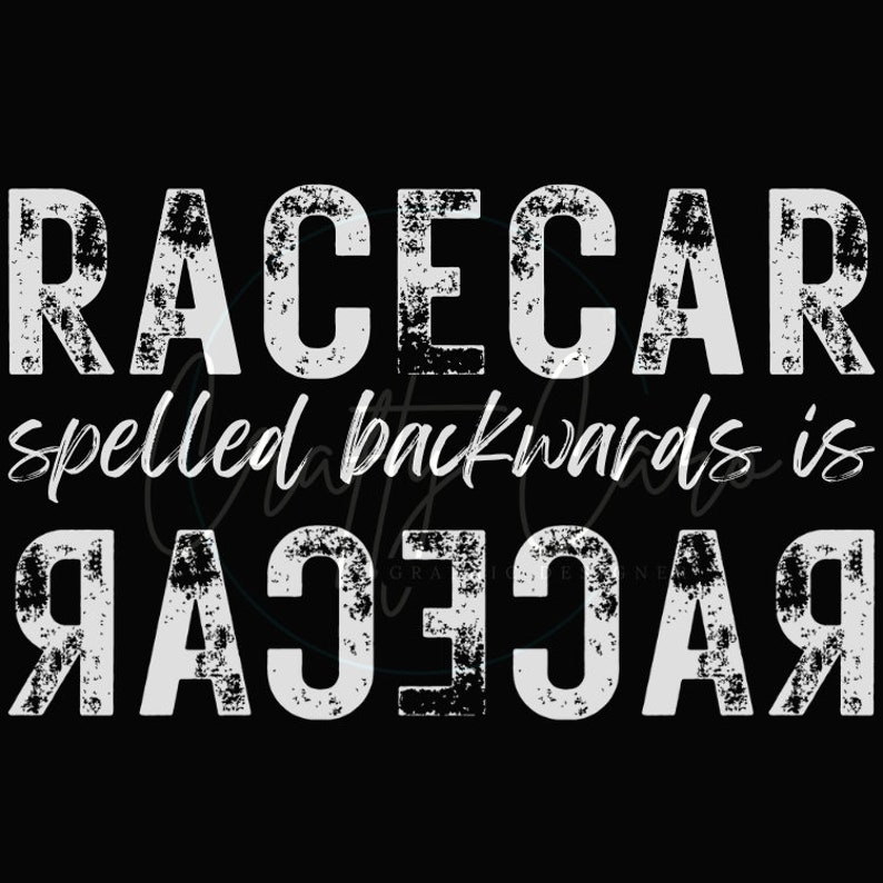 Racecar Spelled Backwards is Racecar - PNG - Etsy