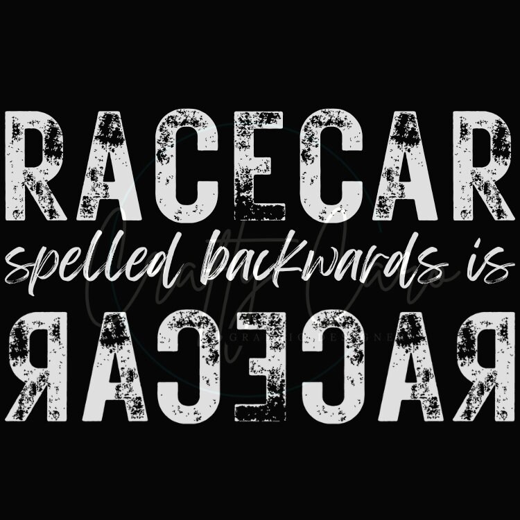 Racecar Spelled Backwards is Racecar - PNG - Etsy