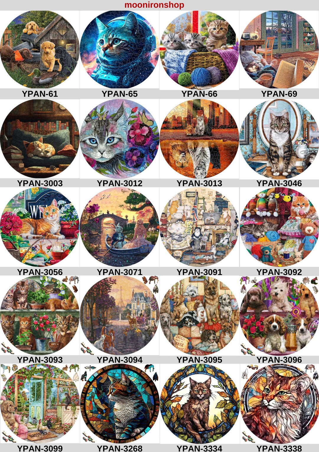 Cute Cats and Pets Themed Jigsaw Puzzles Creative and Educational Round ...