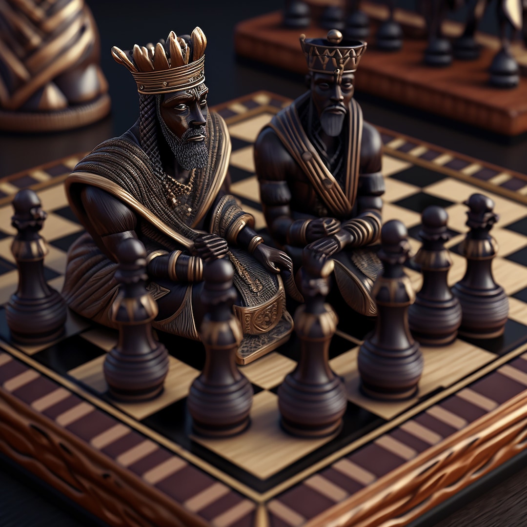 Chess Board Portrait African Art - Etsy