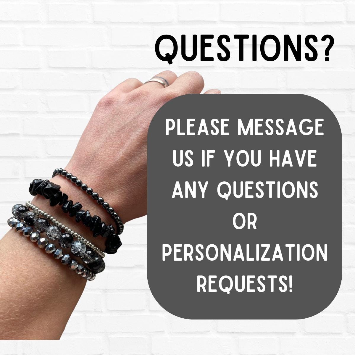 Black Layering Bracelet Stack Edgy Bracelet Stack Hematite 5 Strand ...