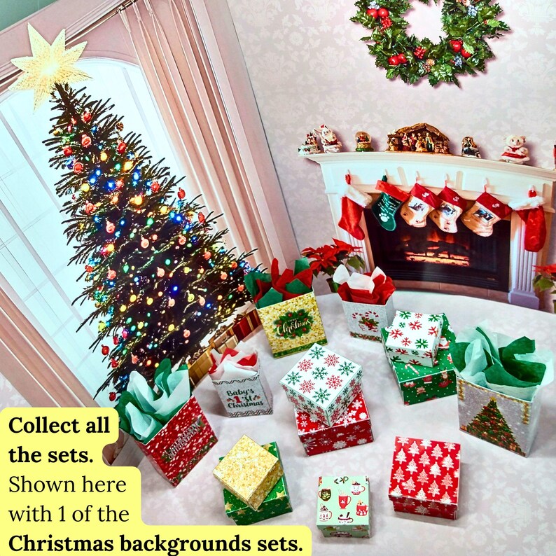 Printable Mini Christmas Presents COMBO Dollhouse Miniature Scene Gift ...