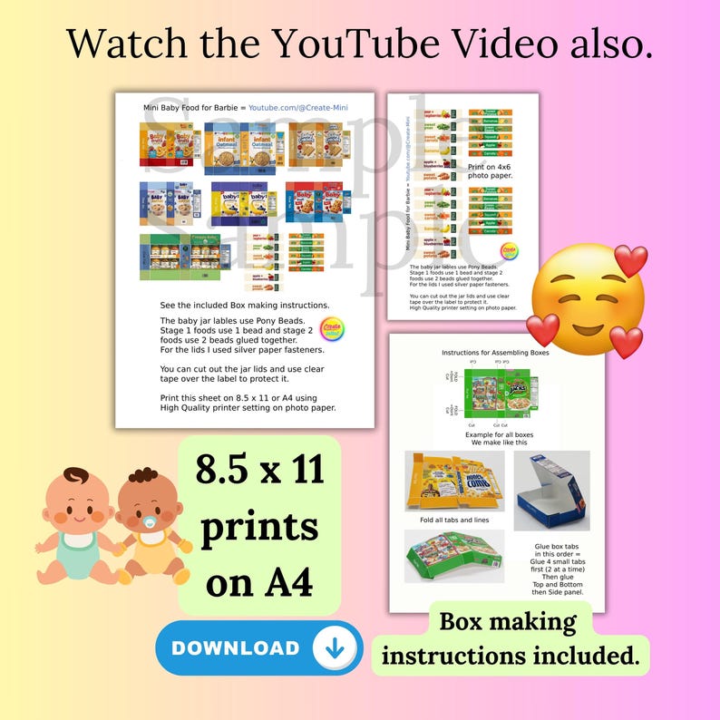 Miniature Baby Food Boxes & Jar Labels for Krissy Dolls (digital ...