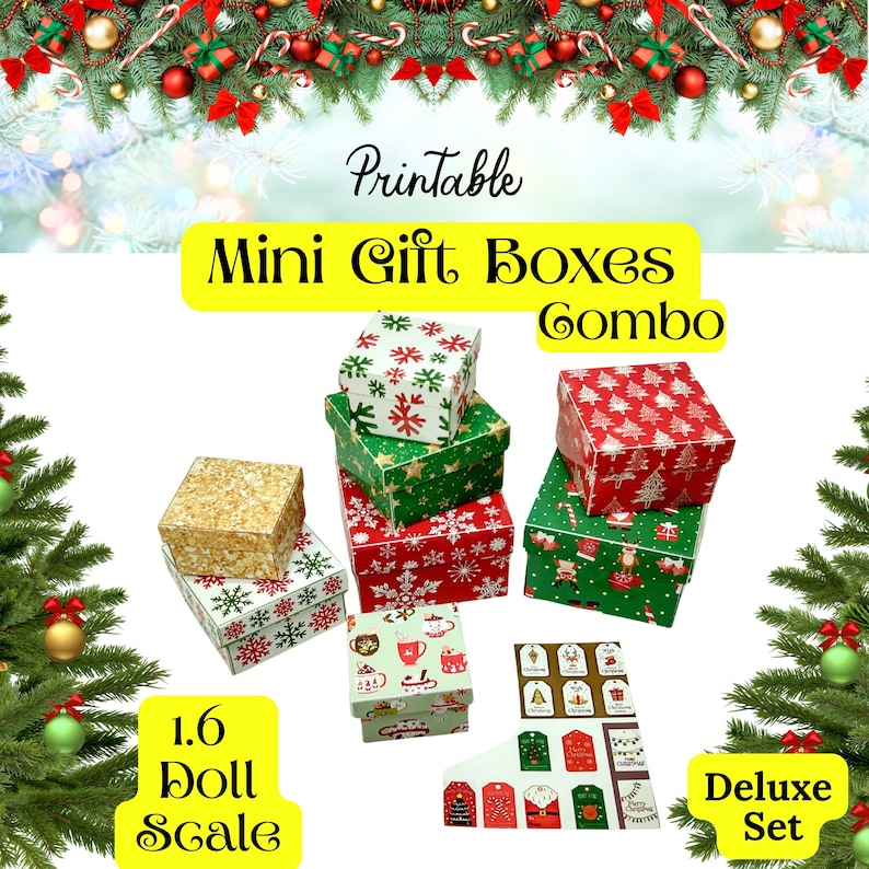 Printable Mini Christmas Presents COMBO Dollhouse Miniature Scene Gift ...