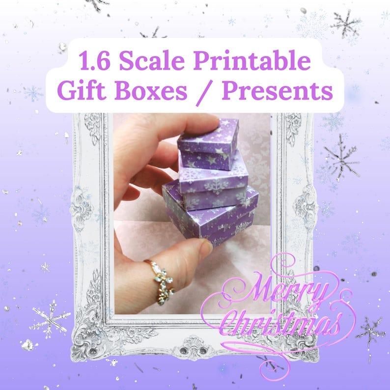 Purple Printable Mini Christmas Presents Dollhouse Miniature Scene Gift ...