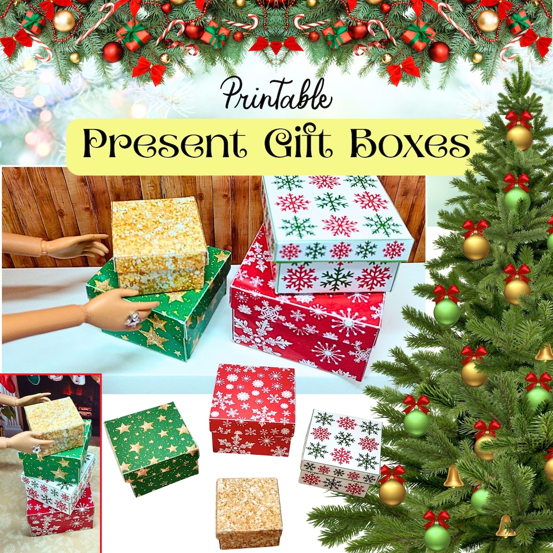 Printable Mini Christmas Presents Dollhouse Miniature Scene Gift Boxes ...