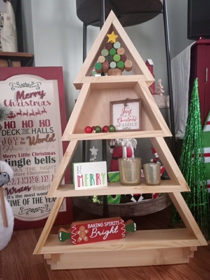 Wooden Christmas Tree Shelf - Etsy