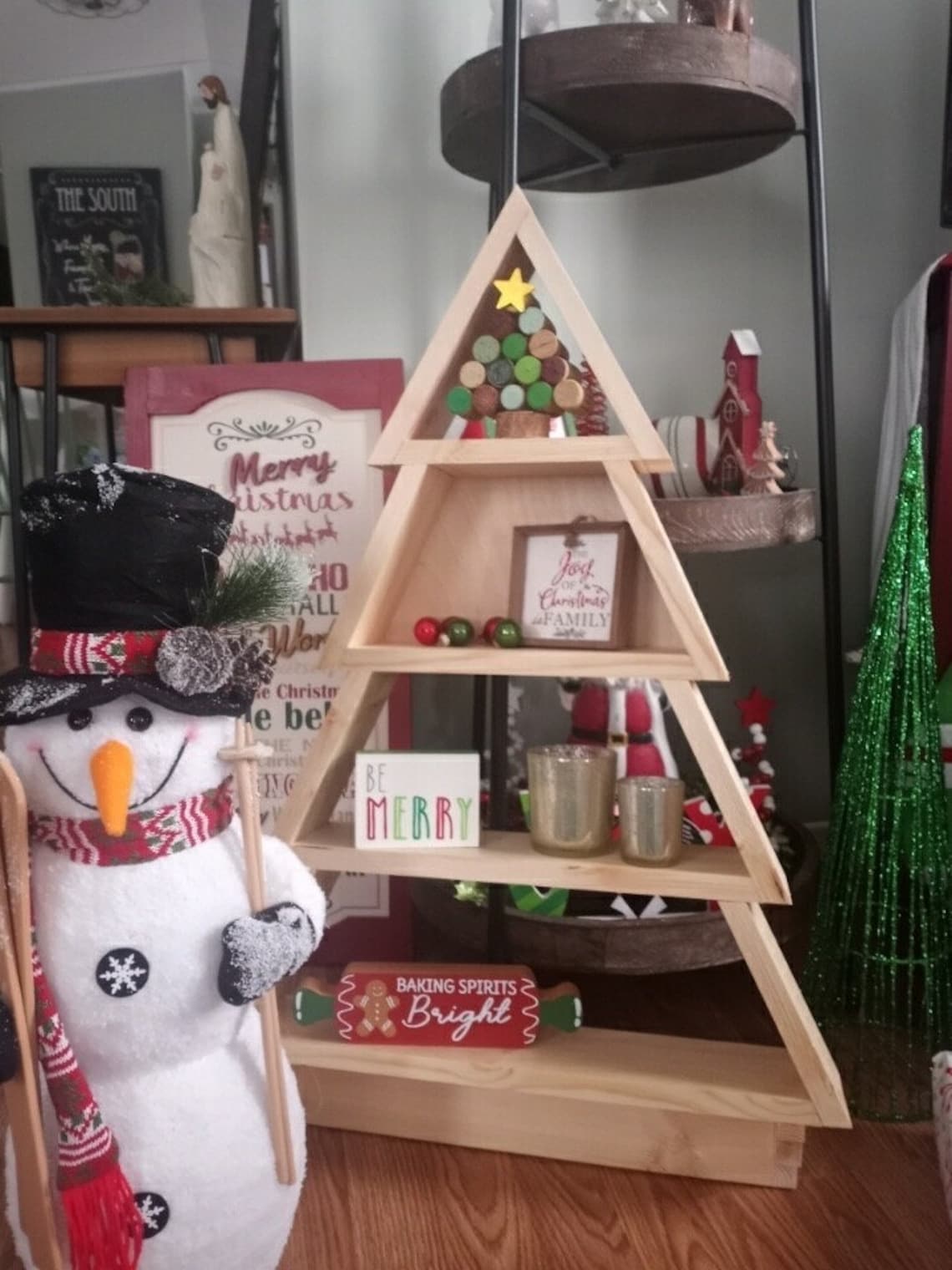 Wooden Christmas Tree Shelf - Etsy