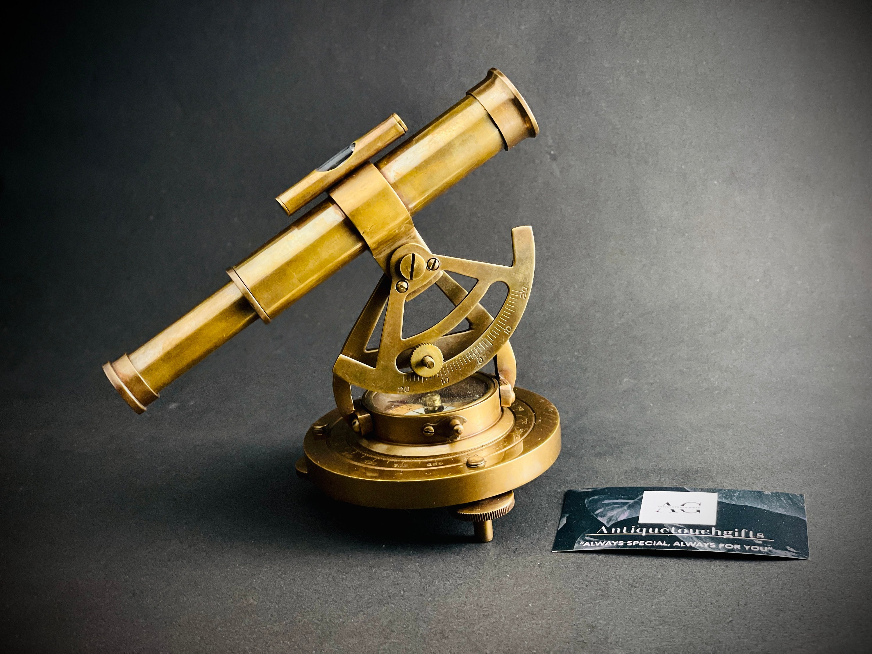 5" Vintage Brass Theodolite Alidade Compass - Antique Survey Transit ...