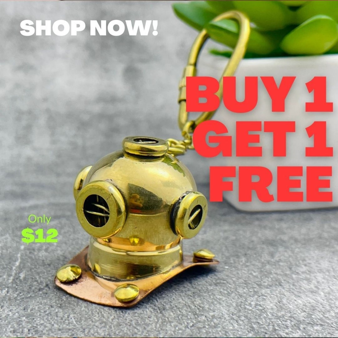 Handmade Brass Diving Helmet Keychain Premium Nautical Gift for Men ...
