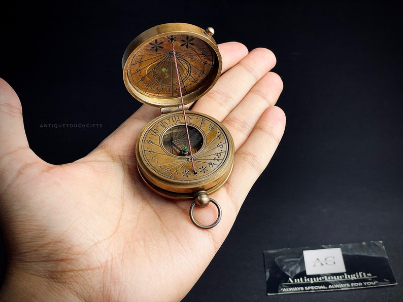 Handmade Antique Style Thread Brass Compass Nautical With Leather Case ...