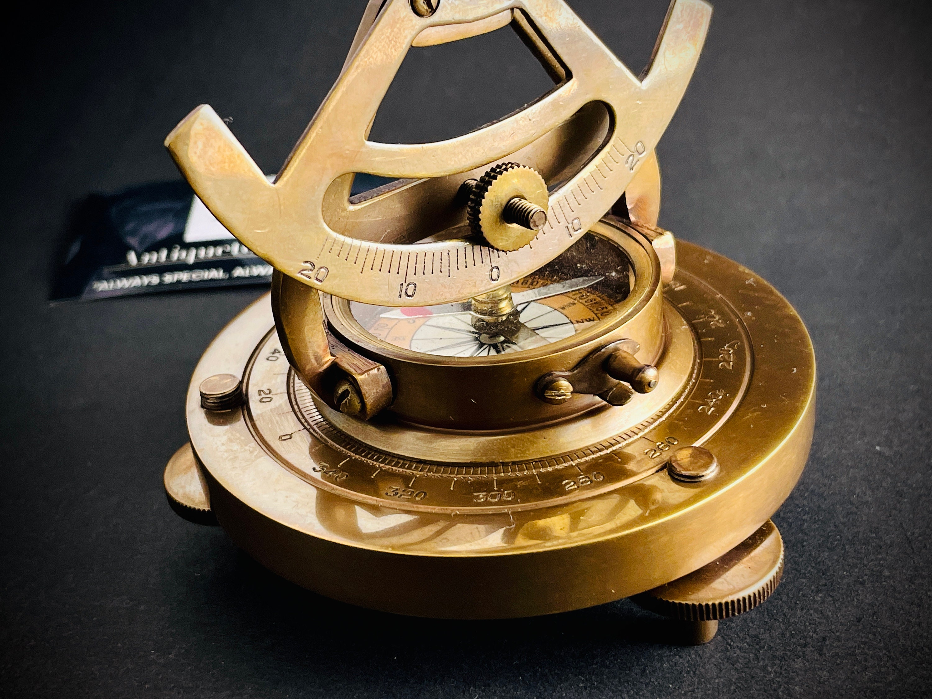 5" Vintage Brass Theodolite Alidade Compass - Antique Survey Transit ...