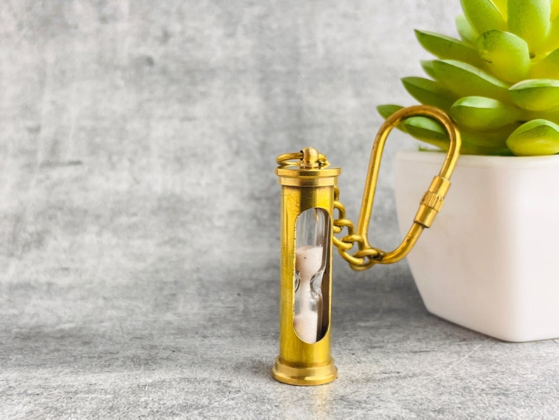 Buy 1 Get 1 Free | Functional Sand Timer Keychain Hourglass - Brass ...