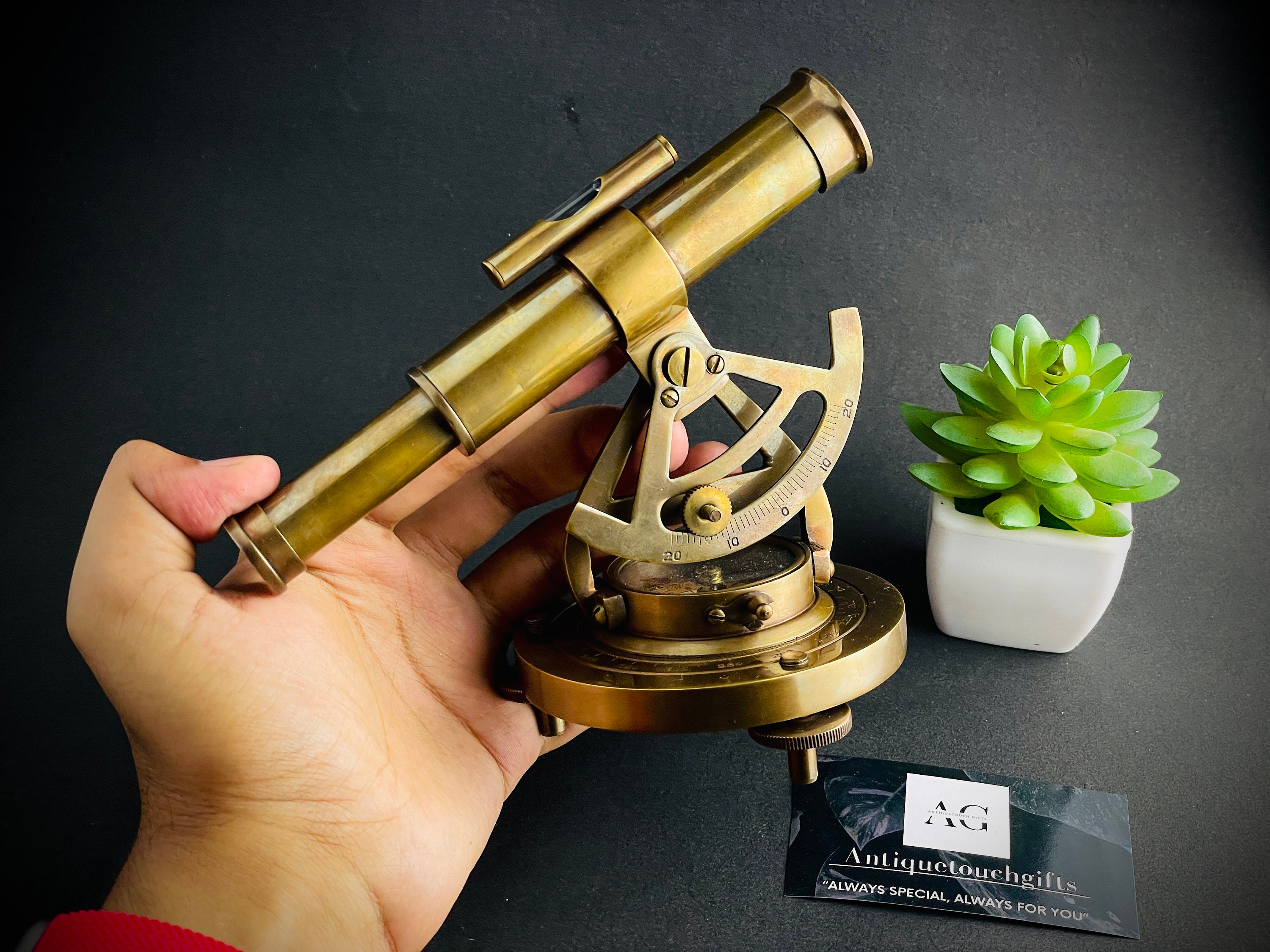 5" Vintage Brass Theodolite Alidade Compass - Antique Survey Transit ...