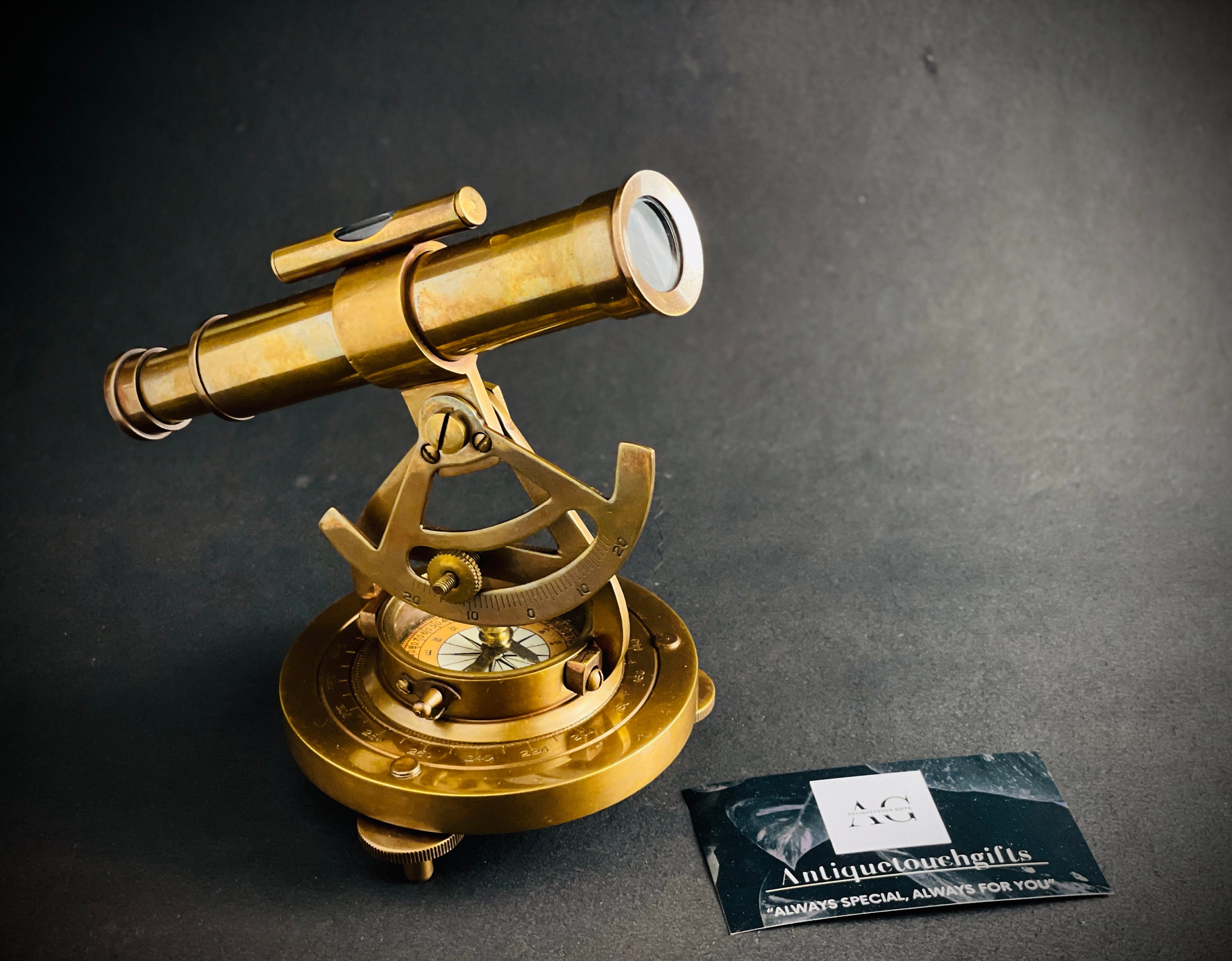 5" Vintage Brass Theodolite Alidade Compass - Antique Survey Transit ...