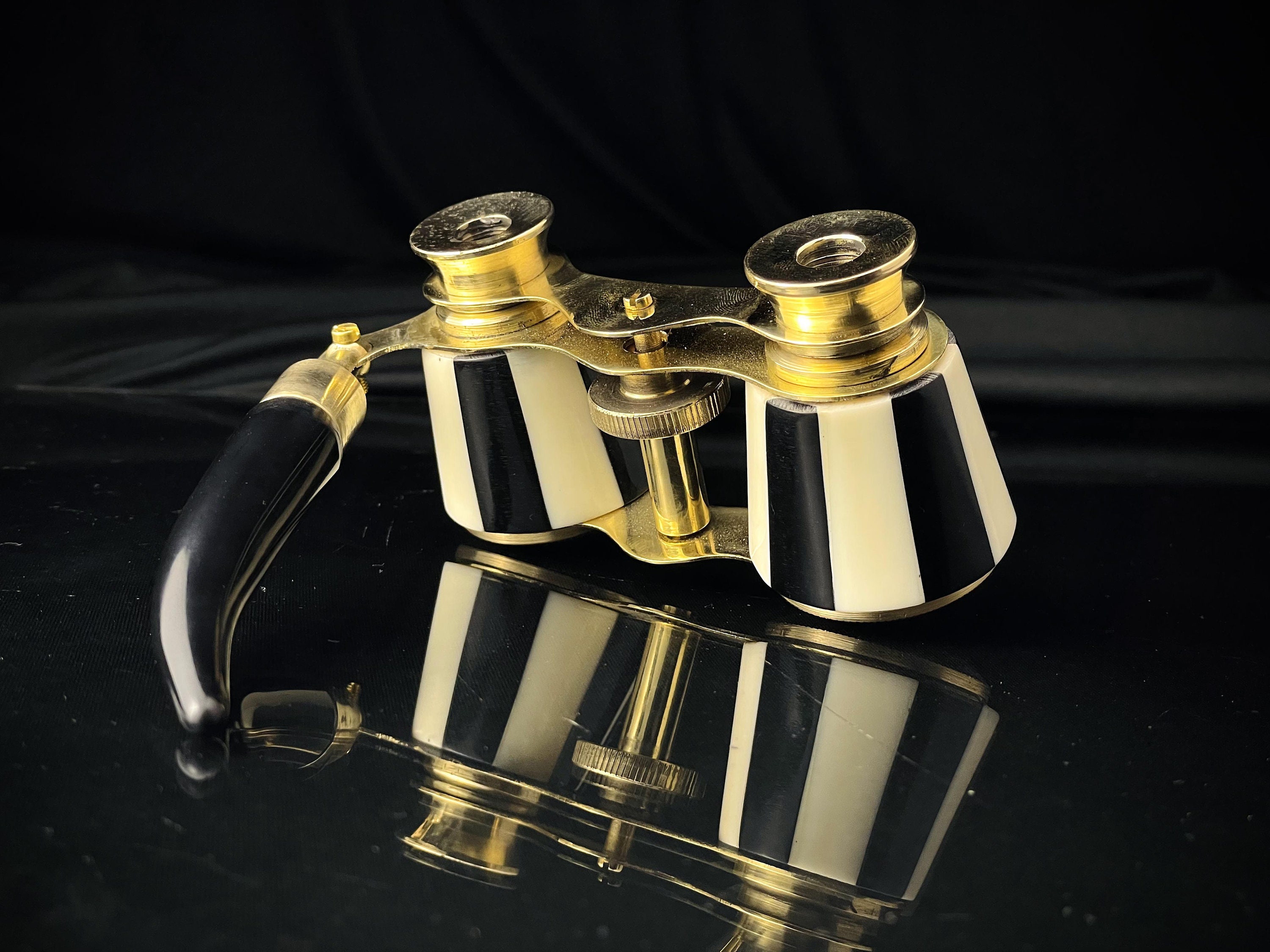 Black Mother of Pearl Opera Glasses With Handle Brass Binoculars for ...