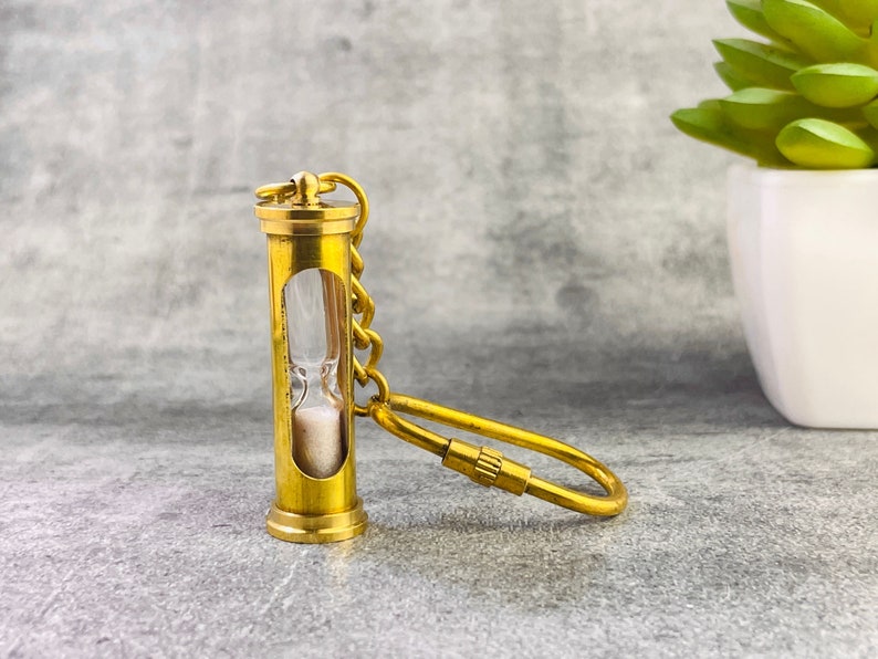 Buy 1 Get 1 Free | Functional Sand Timer Keychain Hourglass - Brass ...