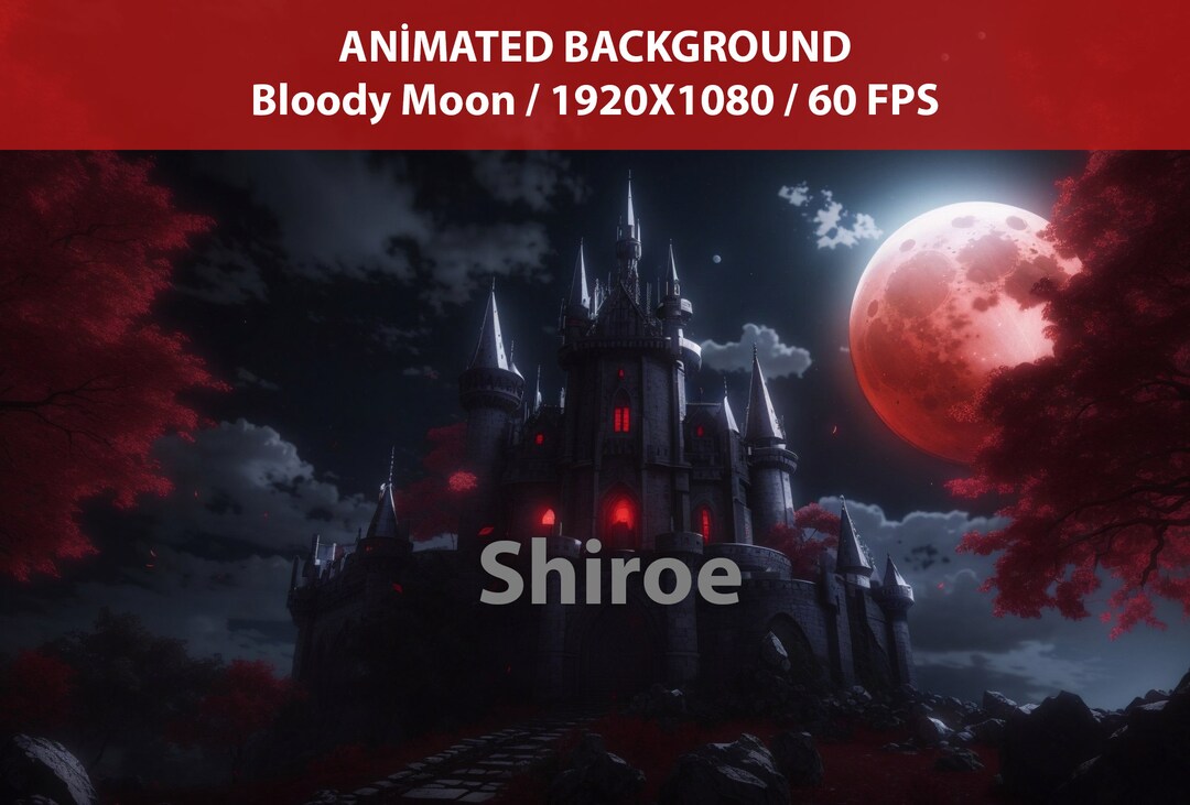 Vtuber Background Animated Bloody Moon Looped Vtuber Twitch Stream ...