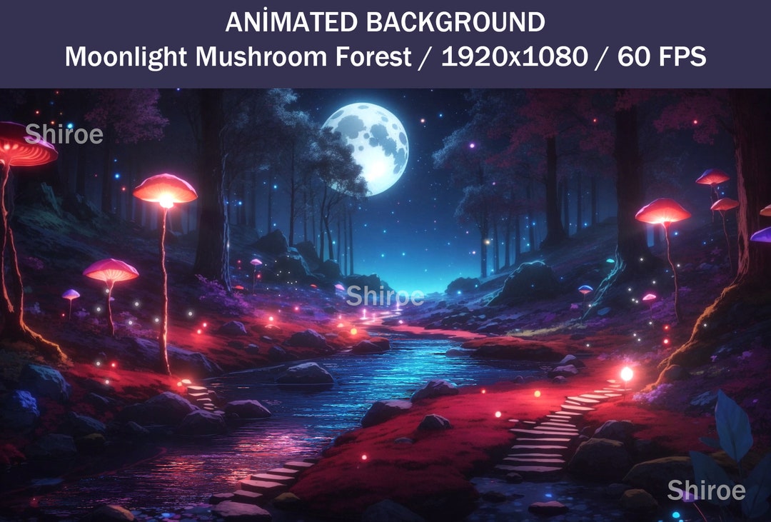 Vtuber Background Animated Moonlight Mushroom Forest Looped Vtuber ...