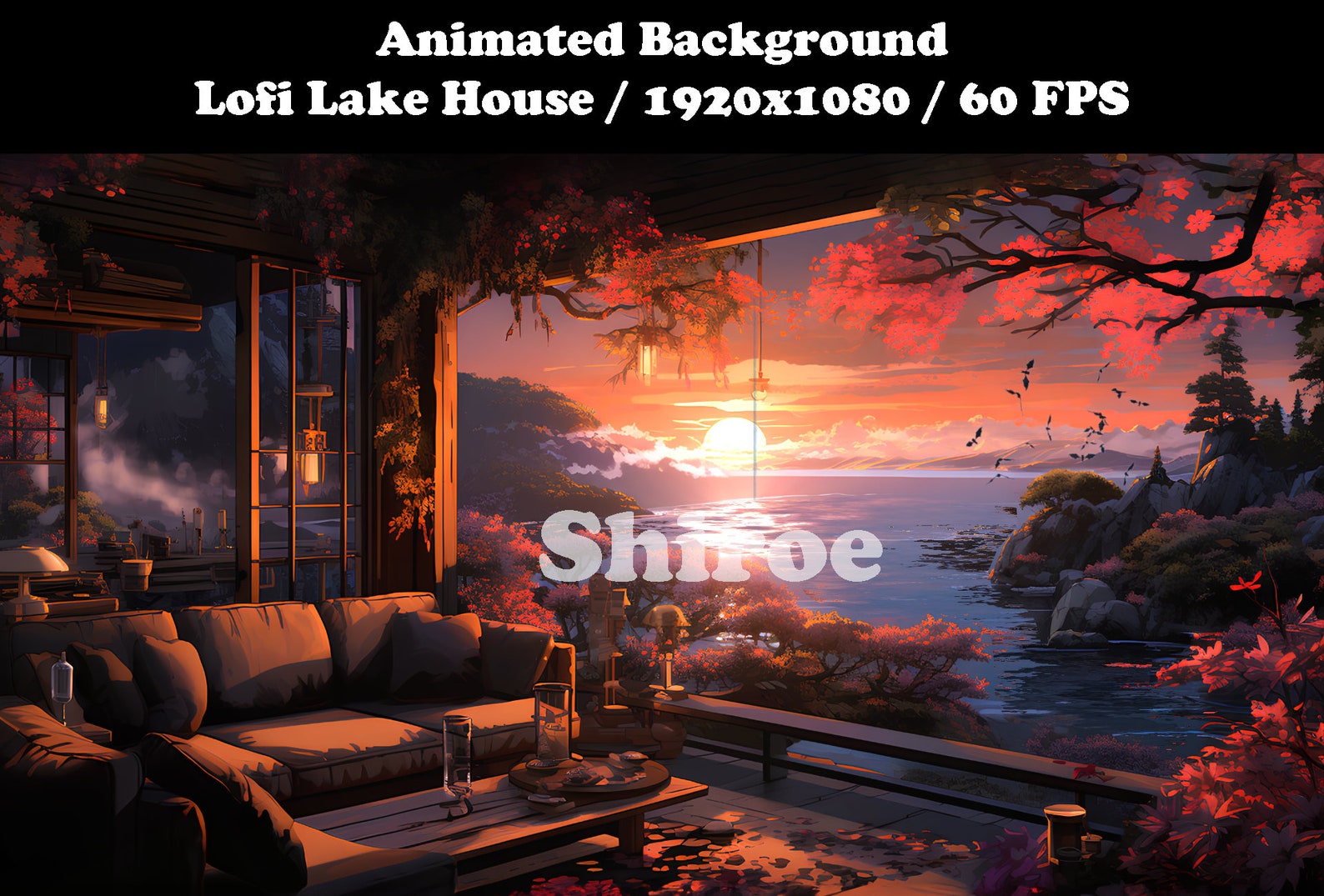 Vtuber Background Animated Lofi Lake House Red Looped Vtuber Twitch ...