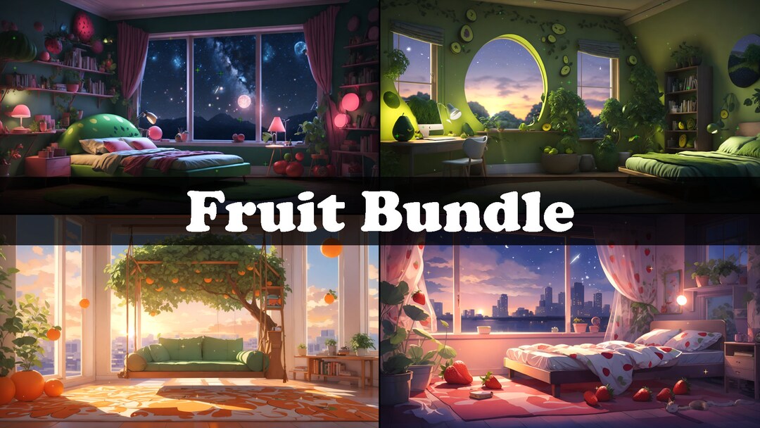 Vtuber Background Animated Fruit Room Bundle Instant Digital Download ...