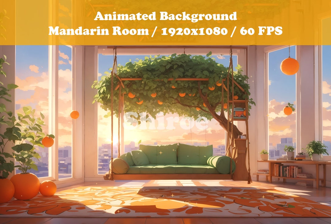 Vtuber Background Animated Mandarin Room Cosy Sunset Orange Looped ...