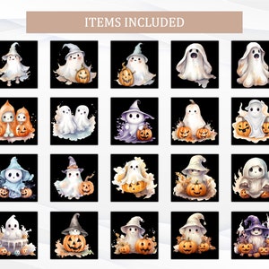 Cute Ghosts Watercolor Clipart PNG, Spooky Halloween Ghosts Sublimation ...