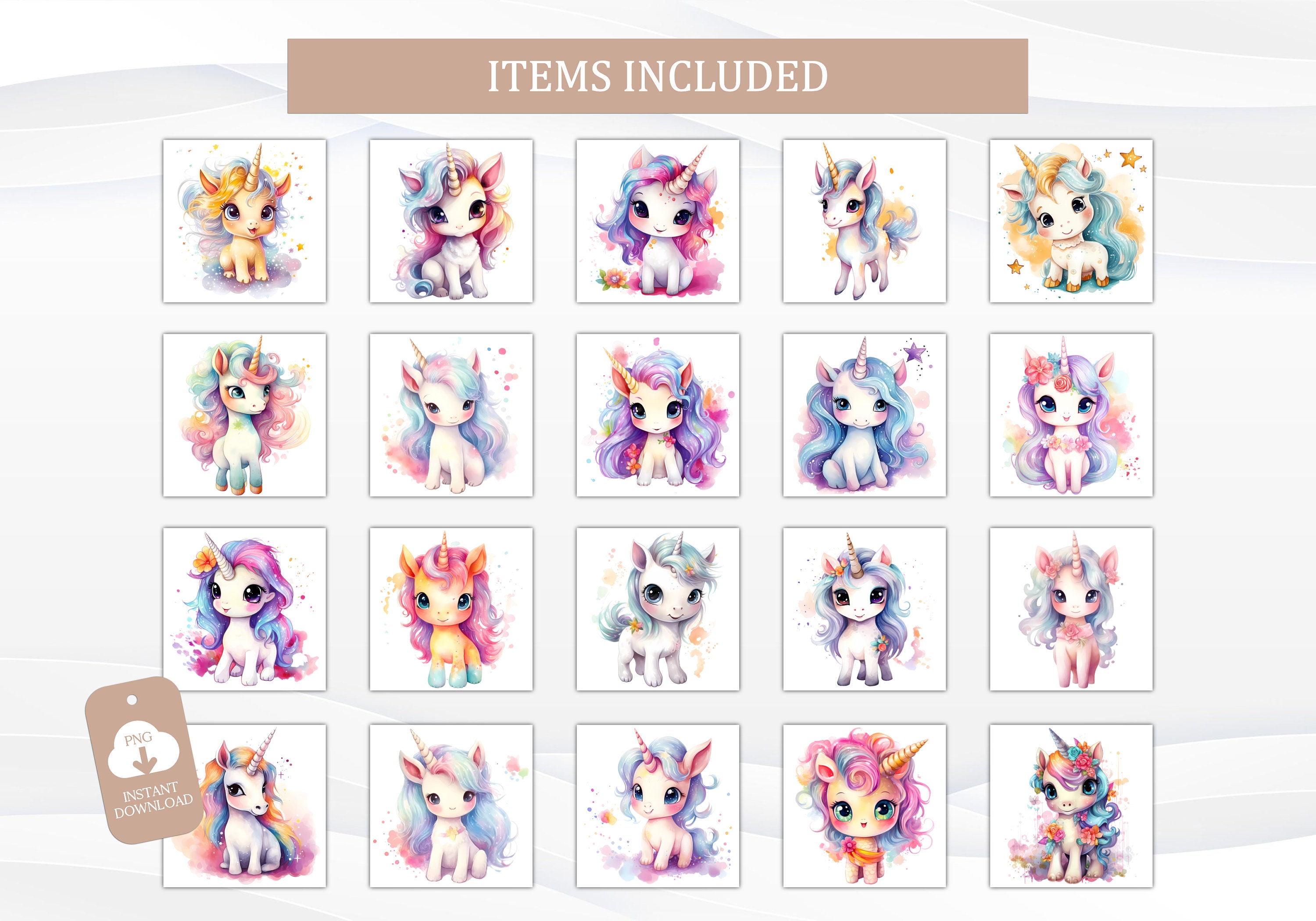 Baby Unicorn Watercolor Clipart, Cute Rainbow Unicorns Sublimation ...