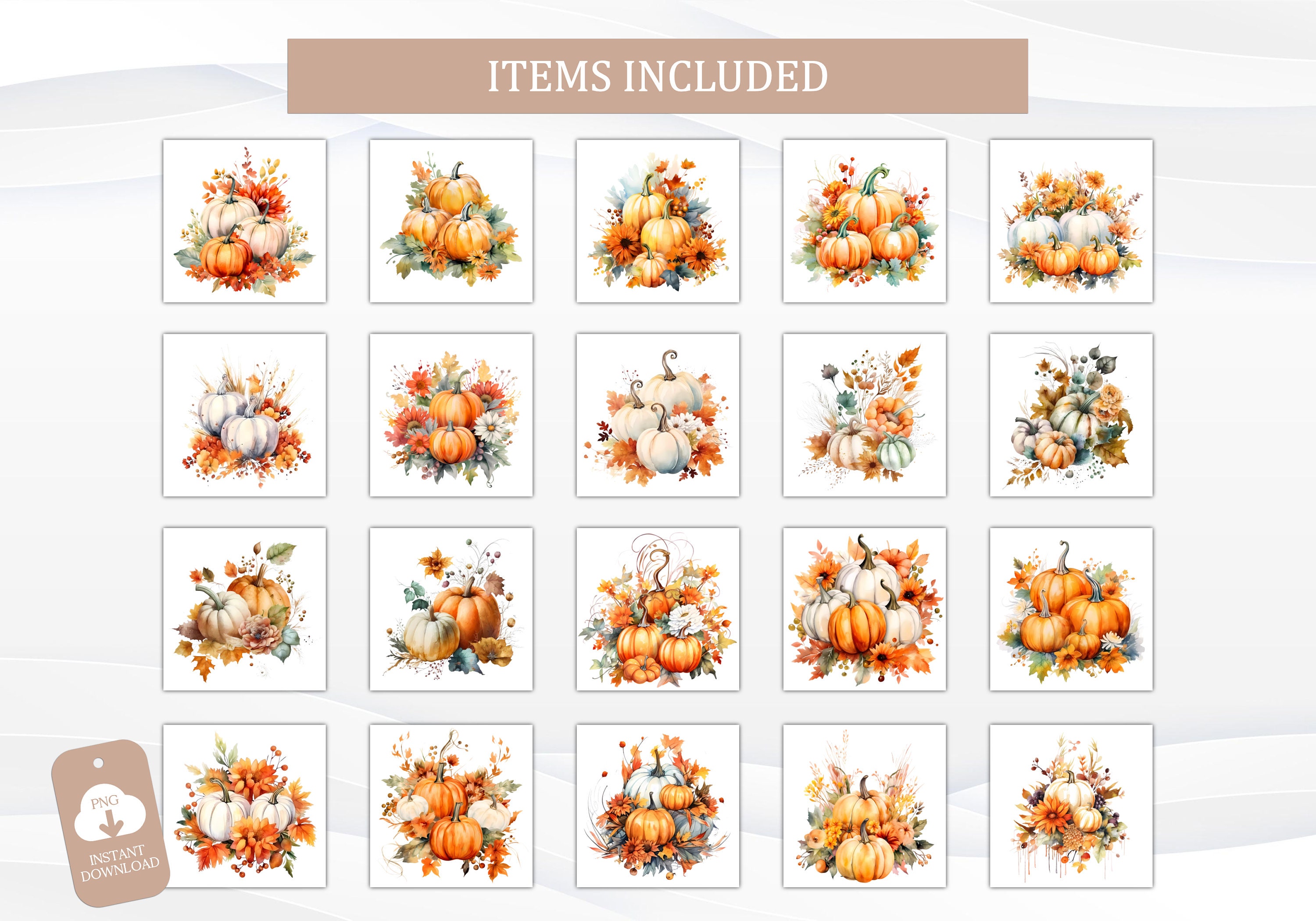 Pumpkin Bouquets Watercolor Clipart, Fall Clipart Digital Download ...