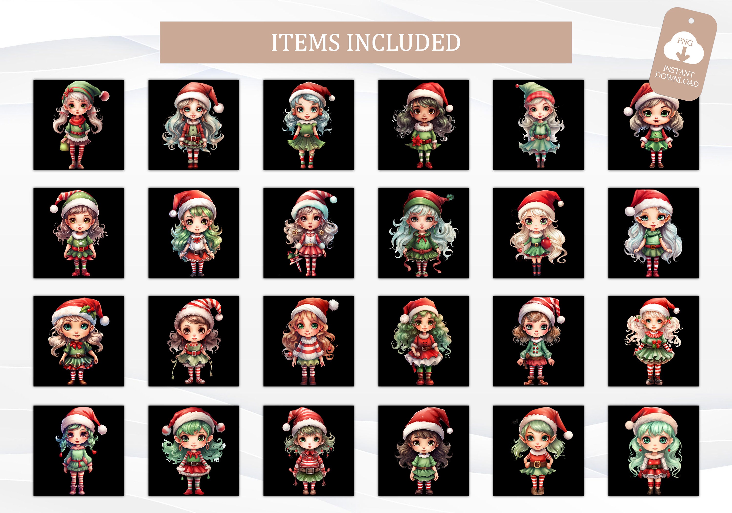 Christmas Elf Girls Watercolor Clipart Christmas Elves - Etsy