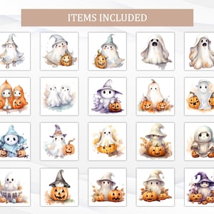Cute Ghosts Watercolor Clipart PNG, Spooky Halloween Ghosts Sublimation ...