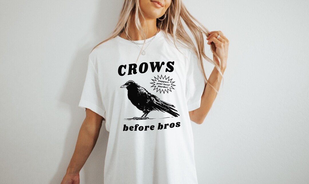 Crows Before Bros Funny Retro Witchy T-shirt Silly Birds Unisex T Shirt ...