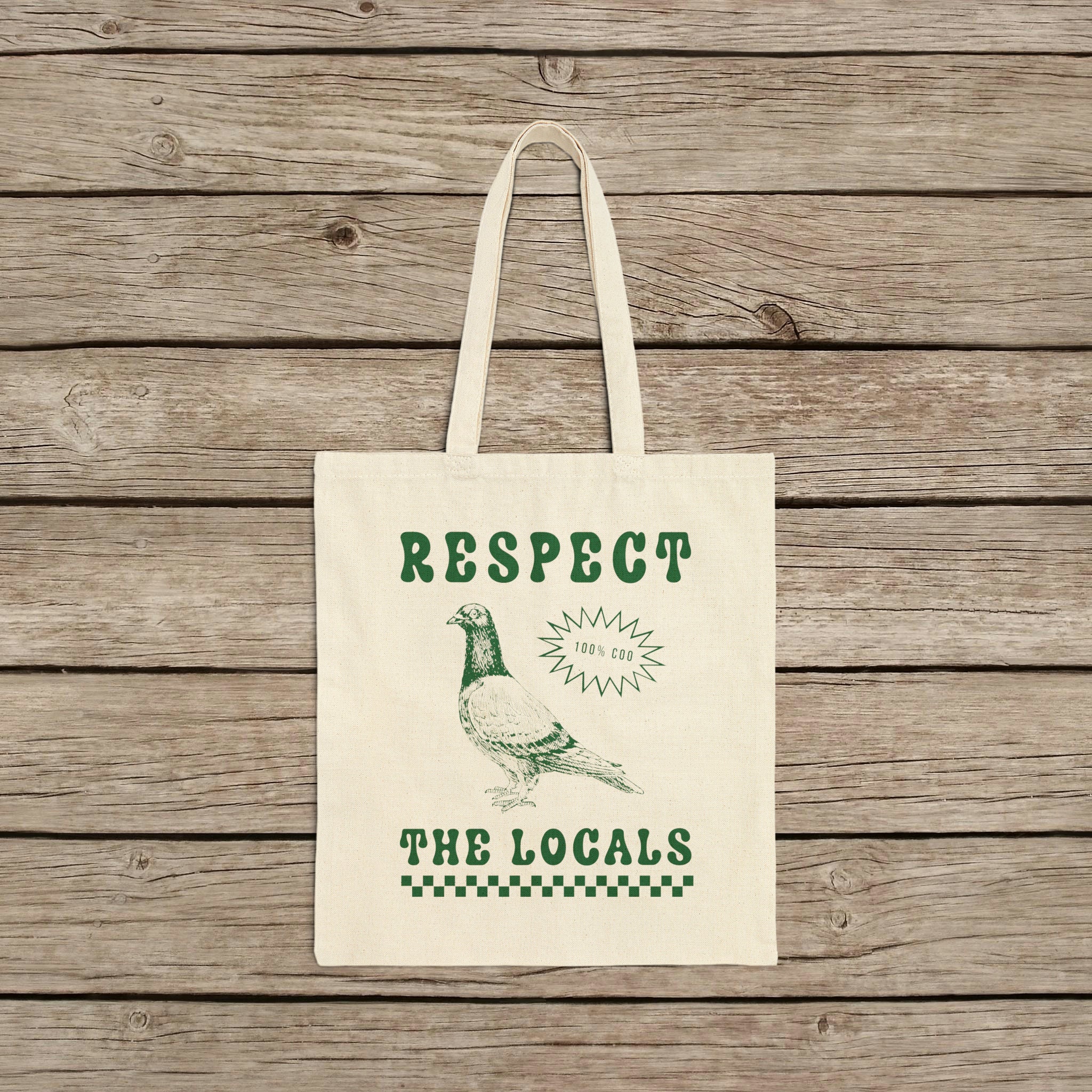 Respect the Locals Funny Pigeon Tote Bag / Crazy Funny Bird Shopping ...