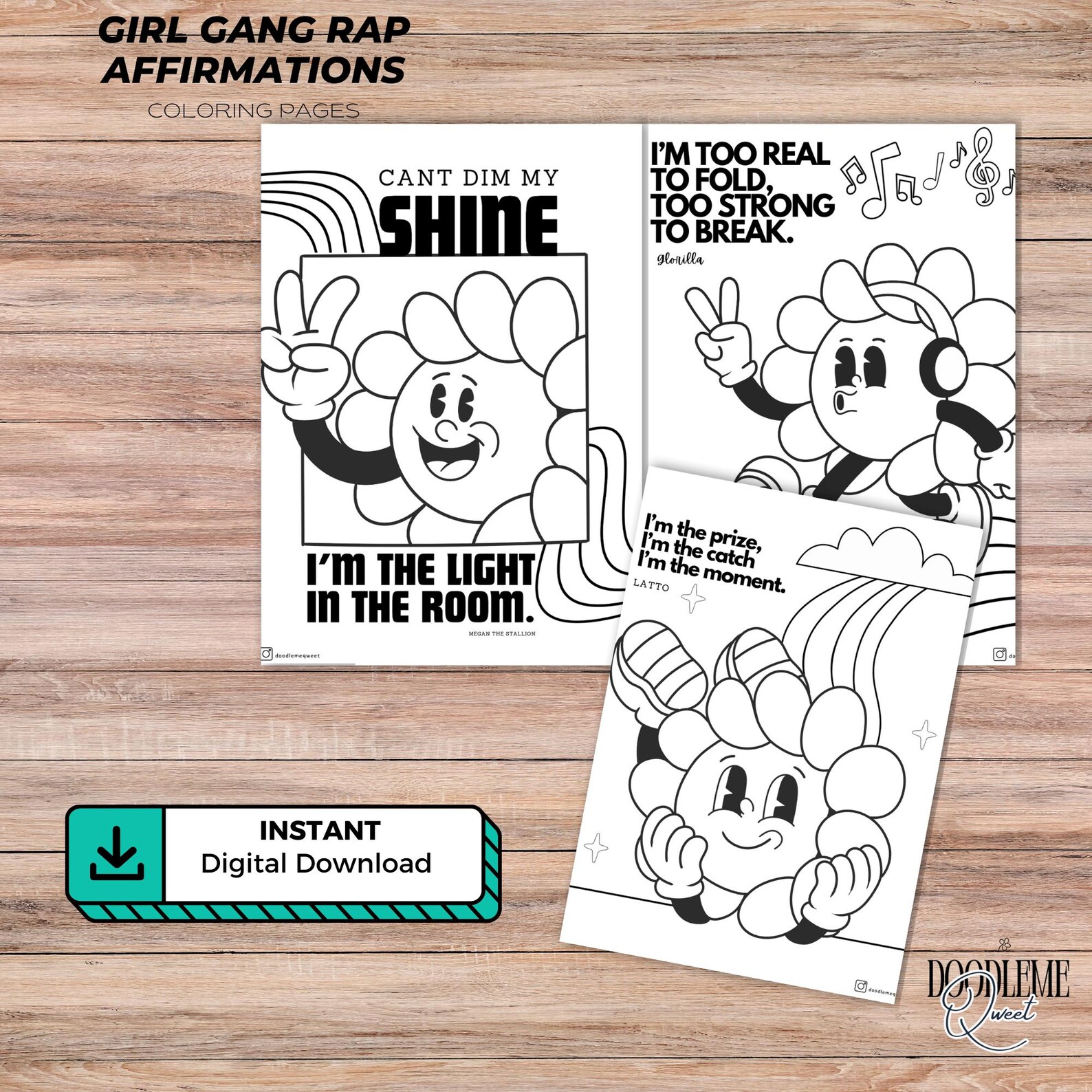 Rap Girl Gang Affirmation Coloring Book - Empowerment, Vibes, & Smiley ...
