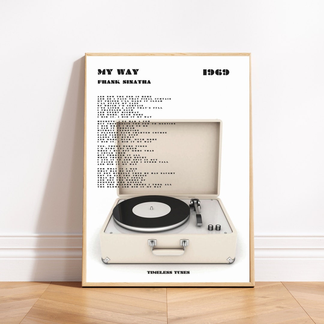 Inspired Music Poster, My Way Poster, Vintage Song Lyric Art Music ...