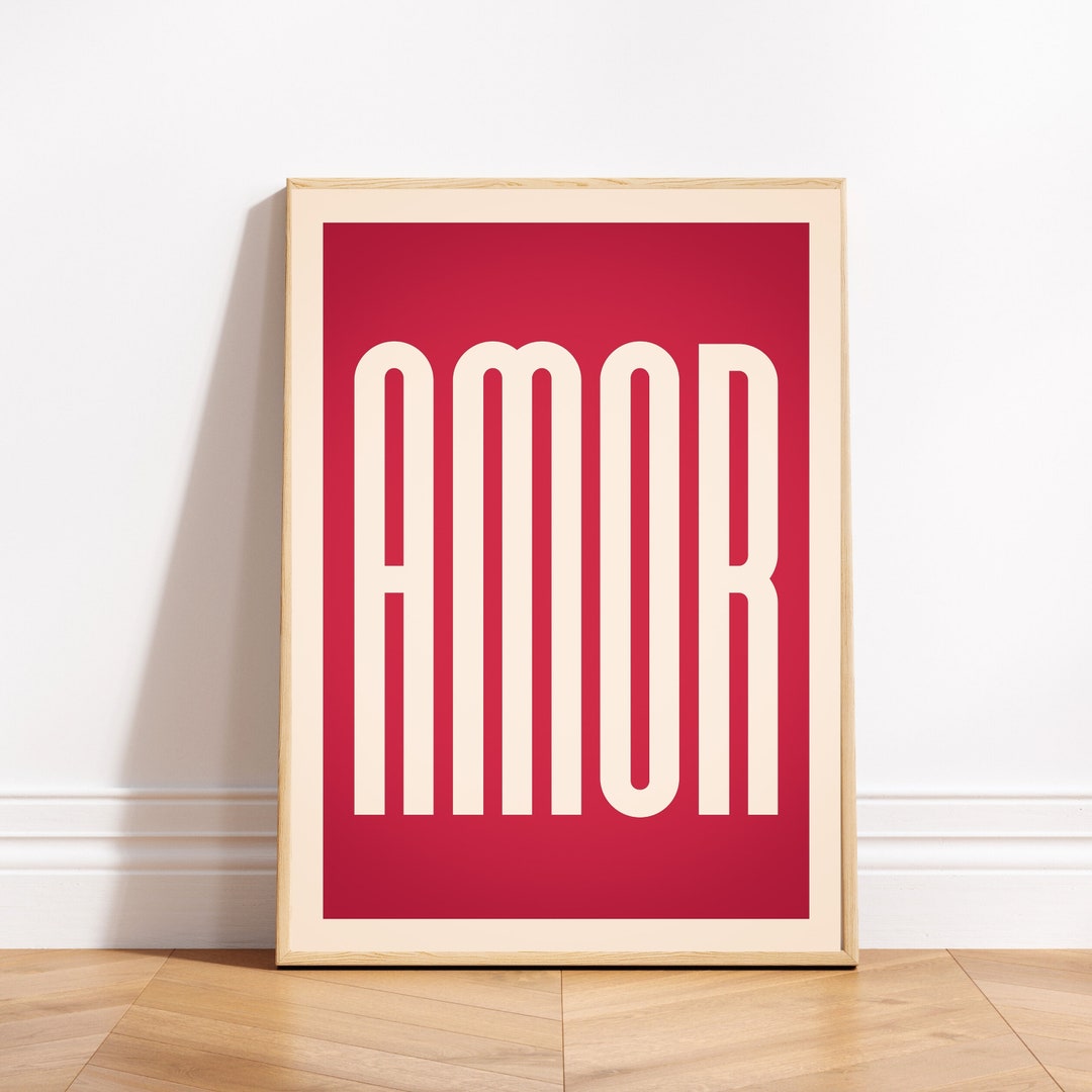 Amor Love Poster, Red and White, Typographic Italian Poster, Love Wall ...