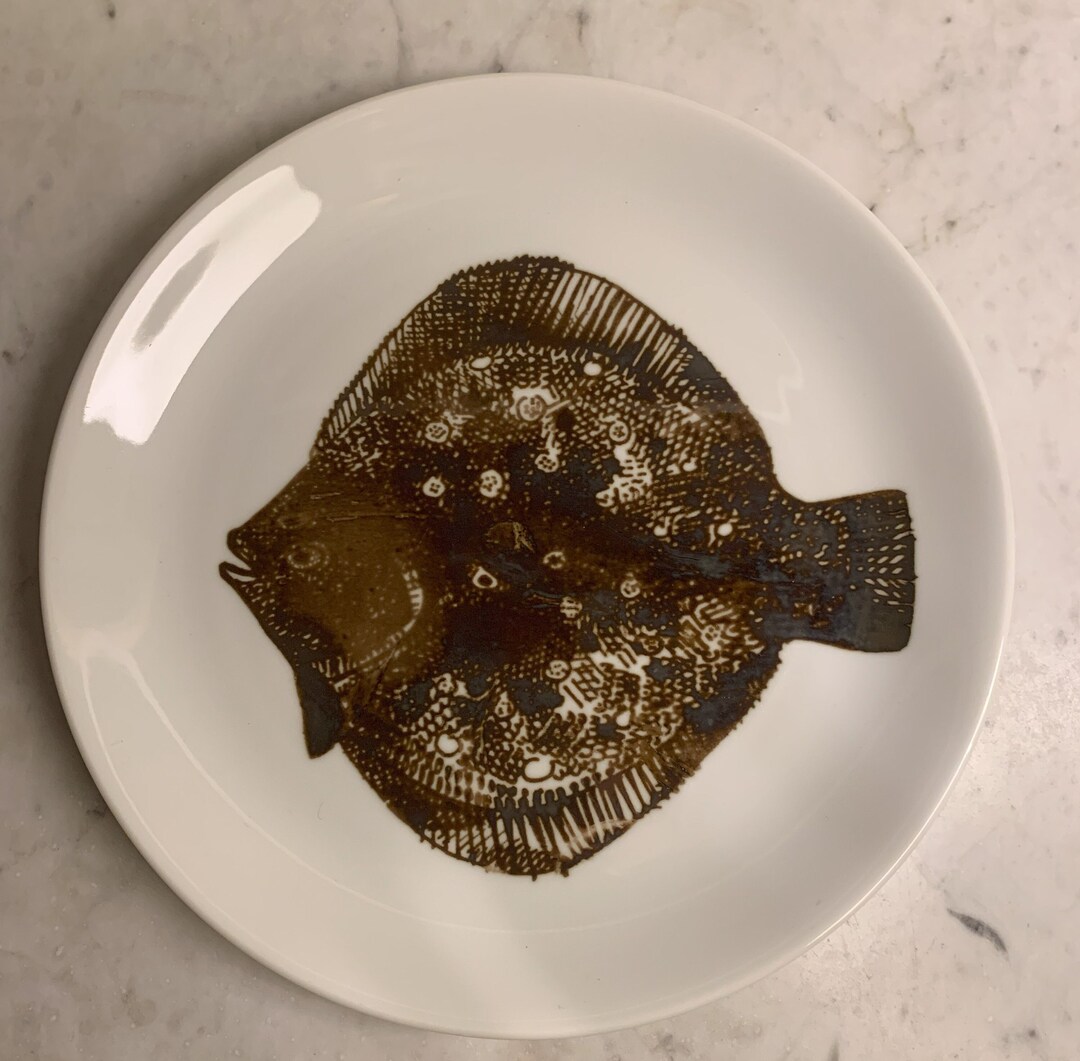 Vintage Norwegian Flounder Plate Scandinavian Design Retro Fish ...