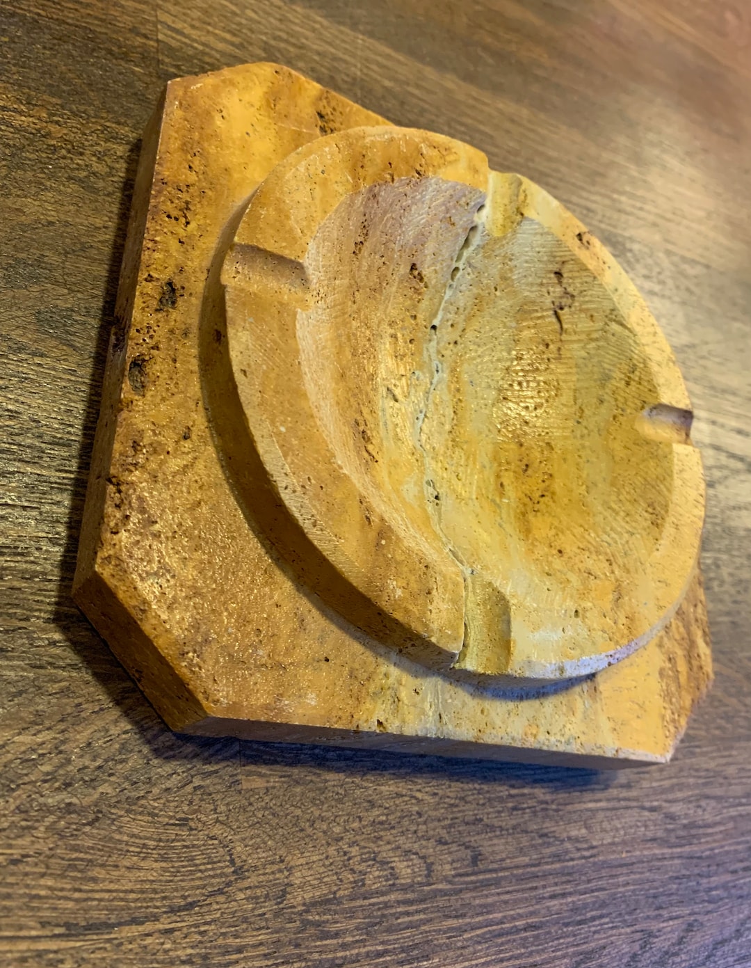 Large Ash Tray Carved Natural Stone Heavy Marble Vintage Earth Tones - Etsy