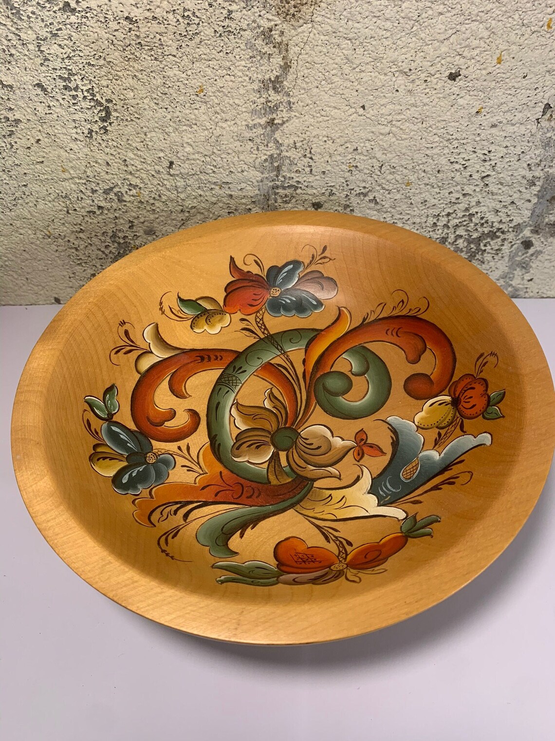 Rosemaling Bowl Signed Hand Painted Norwegian Vintage Scandinavian ...