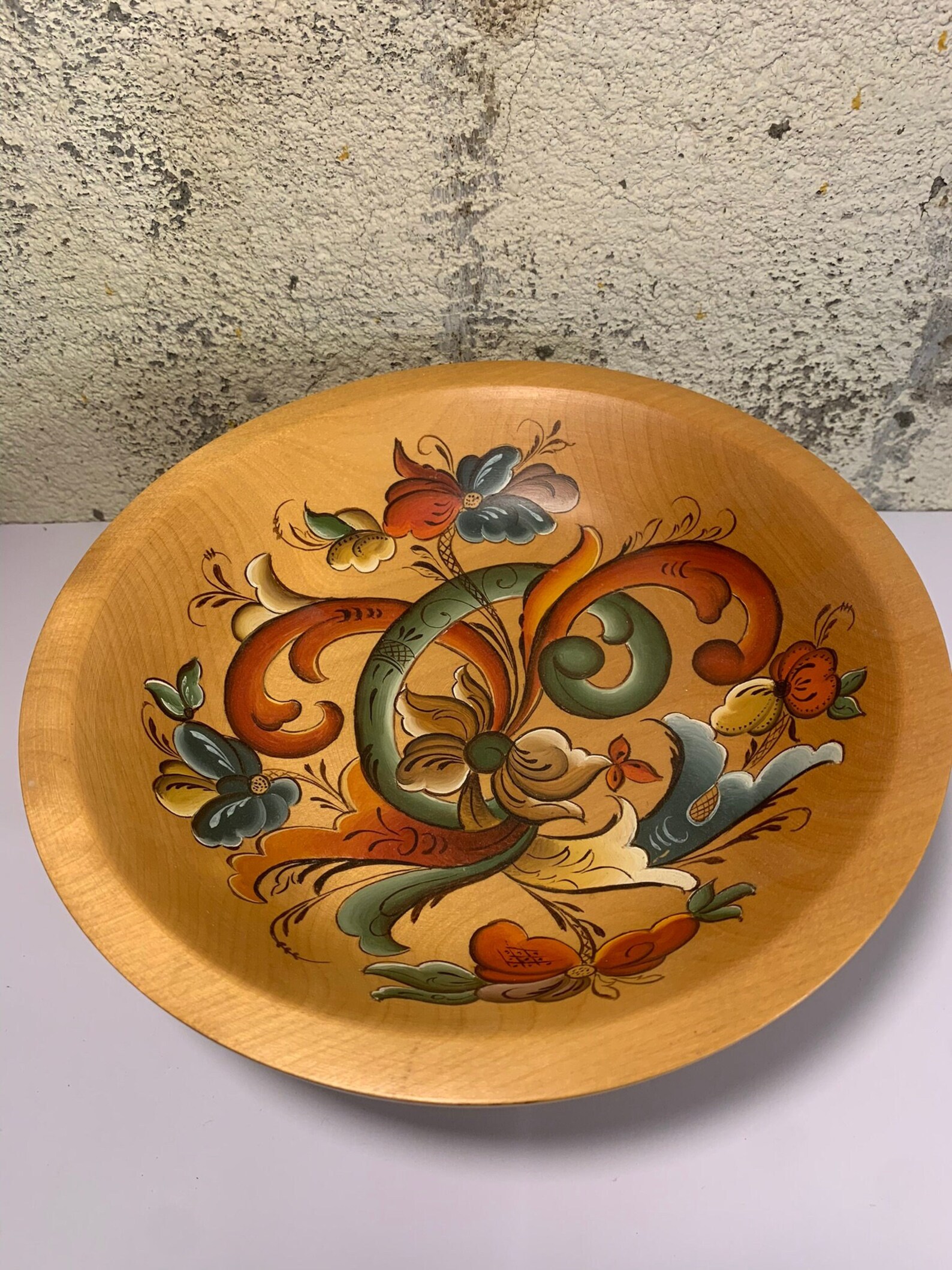 Rosemaling Bowl Signed Hand Painted Norwegian Vintage Scandinavian ...