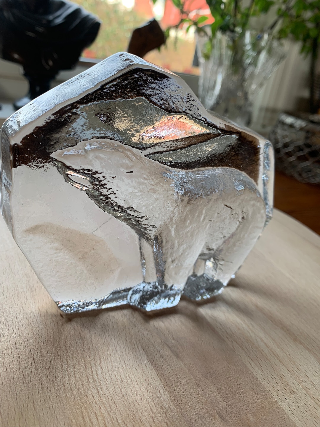 MAGNOR of Norway Crystal Art Glass POLAR BEAR - Rare Paperweight or ...