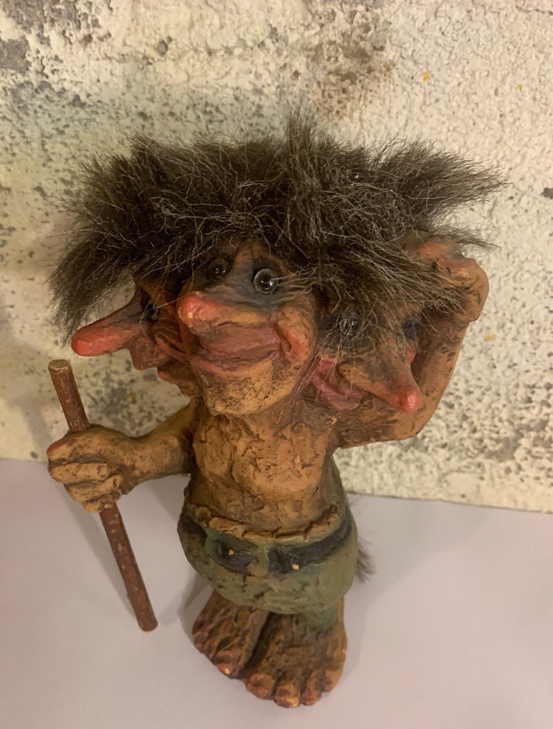 Norway Nyform Hand Carved Wooden Gnome Troll 150 Three 3 Headed Troll ...