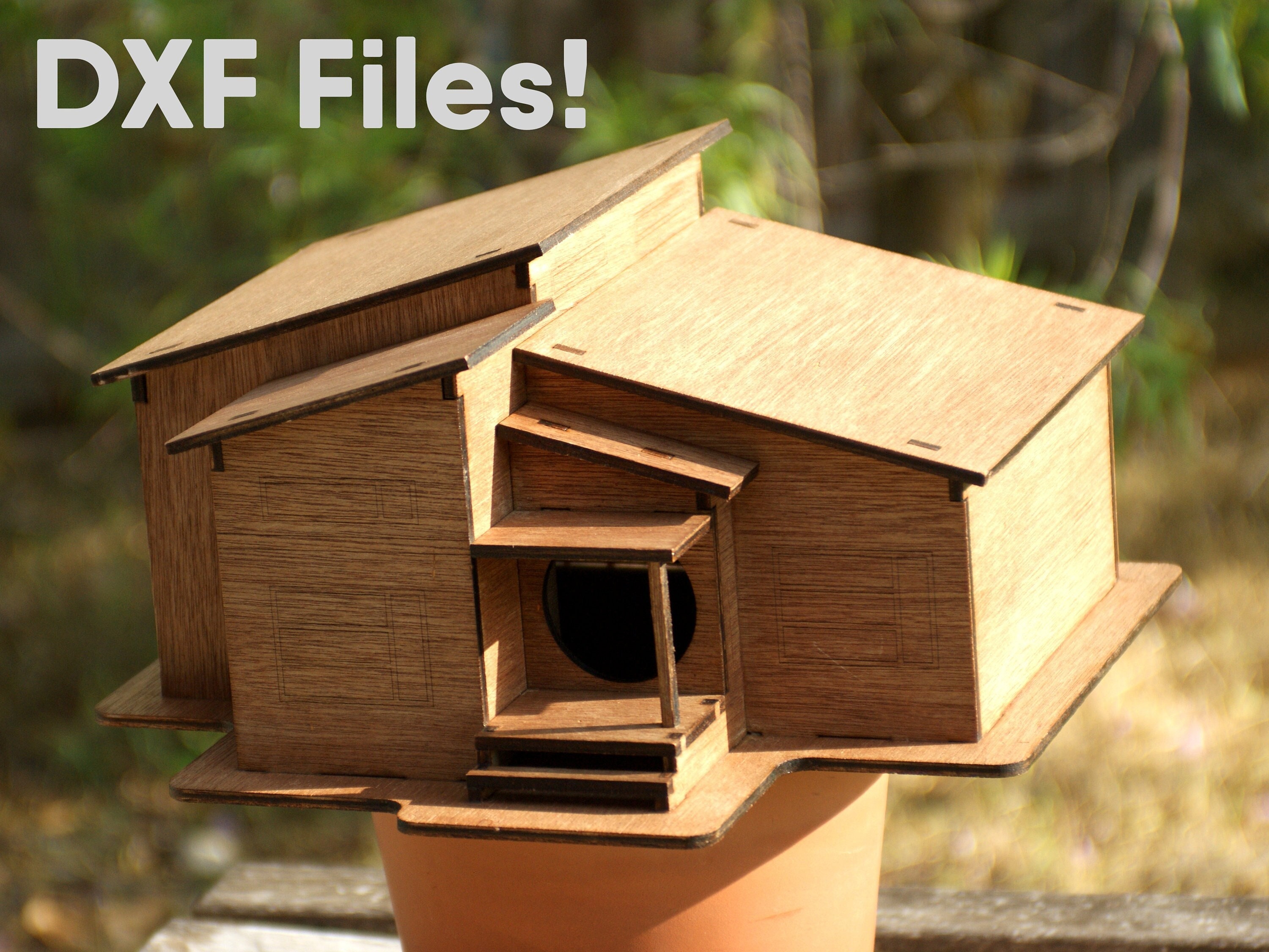 Contemporary Style Birdhouse DXF Files Template Glowforge Vector Plans ...