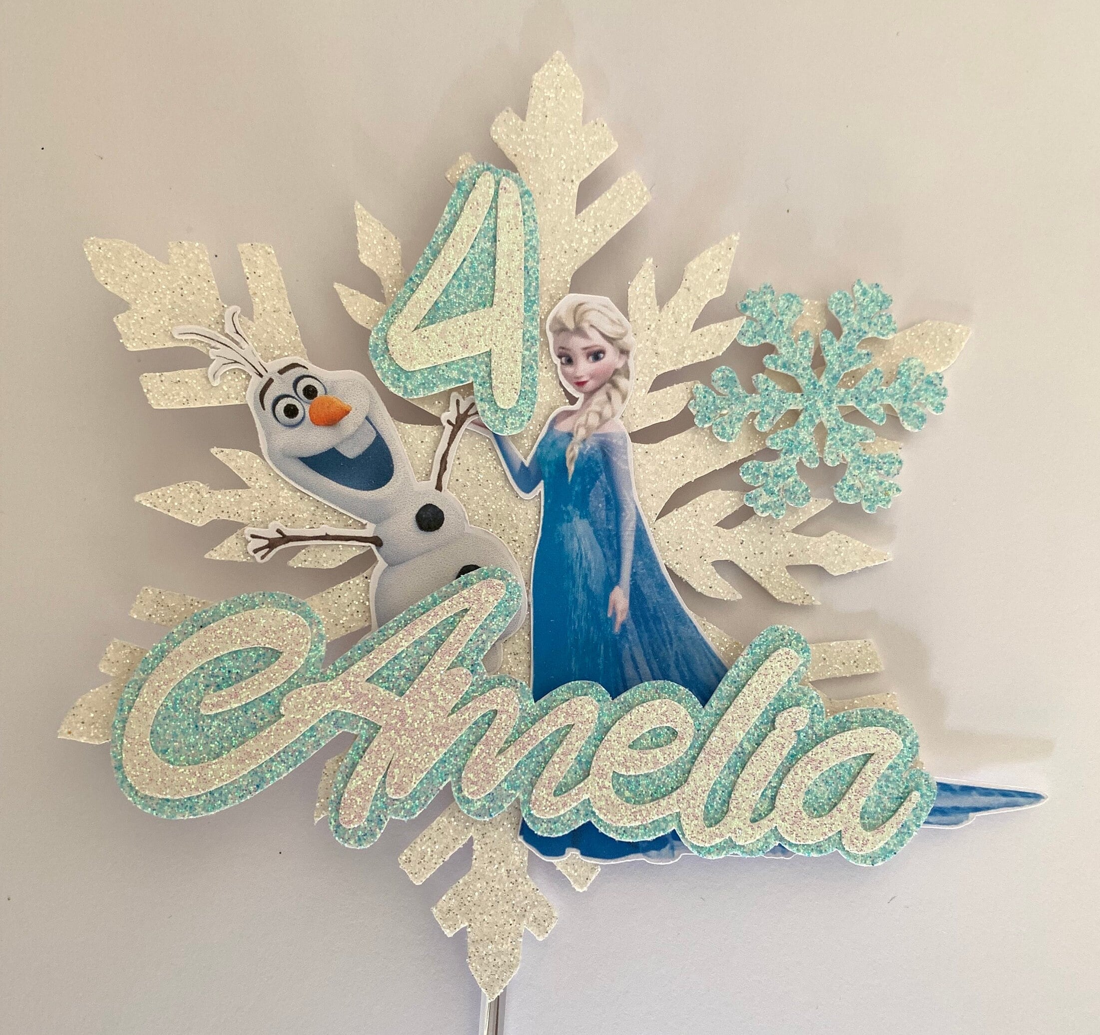 Personalised White Elsa Frozen Cake Topper Customised Elsa Snowflake ...