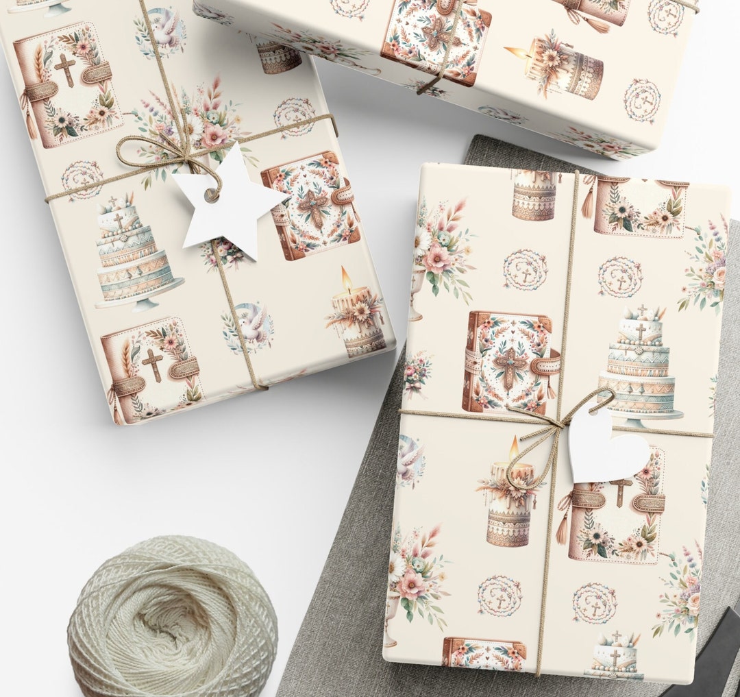 First Communion Wrap, Religious Wrapping, Church Event Packaging ...