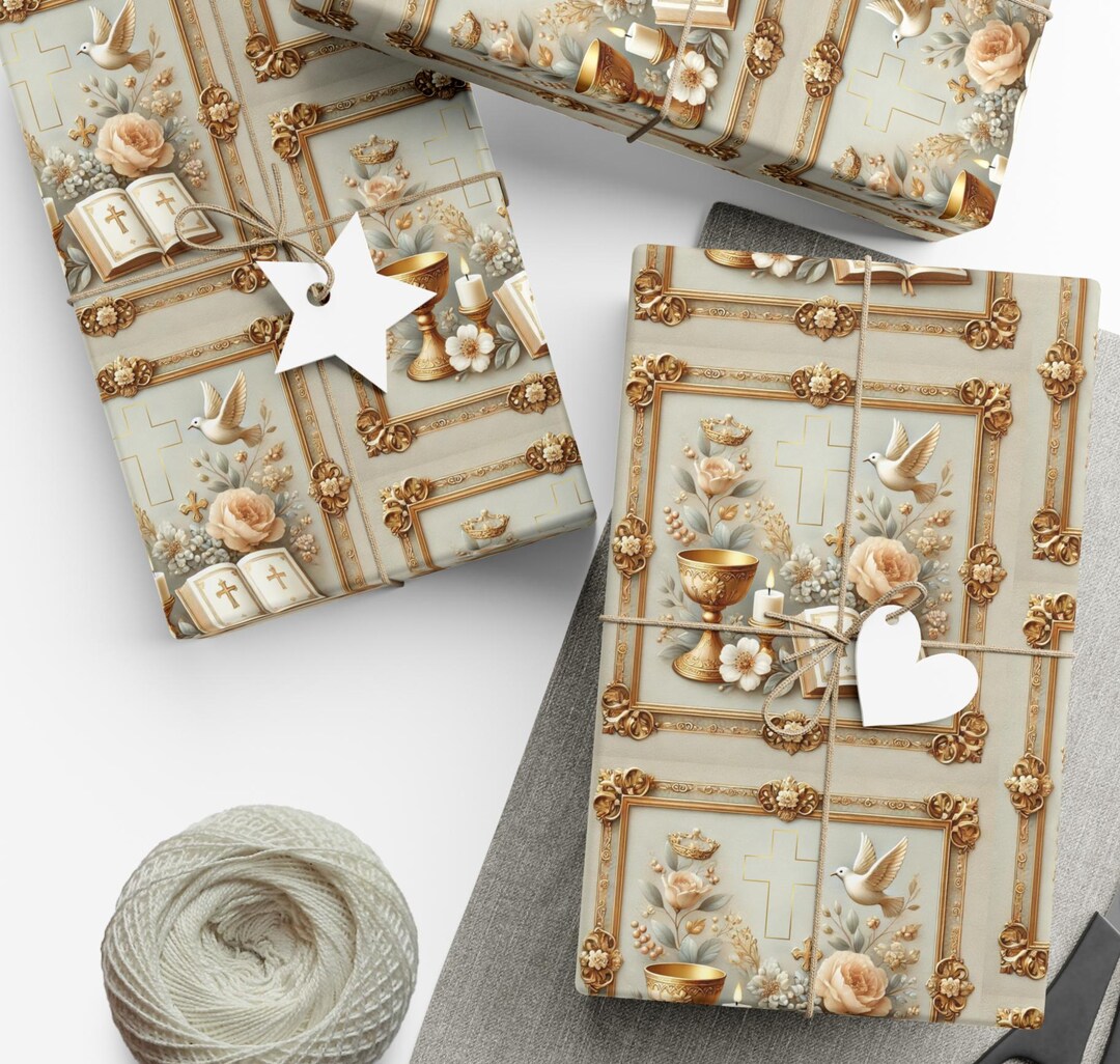 First Communion Wrap, Religious Wrapping, Church Event Packaging ...