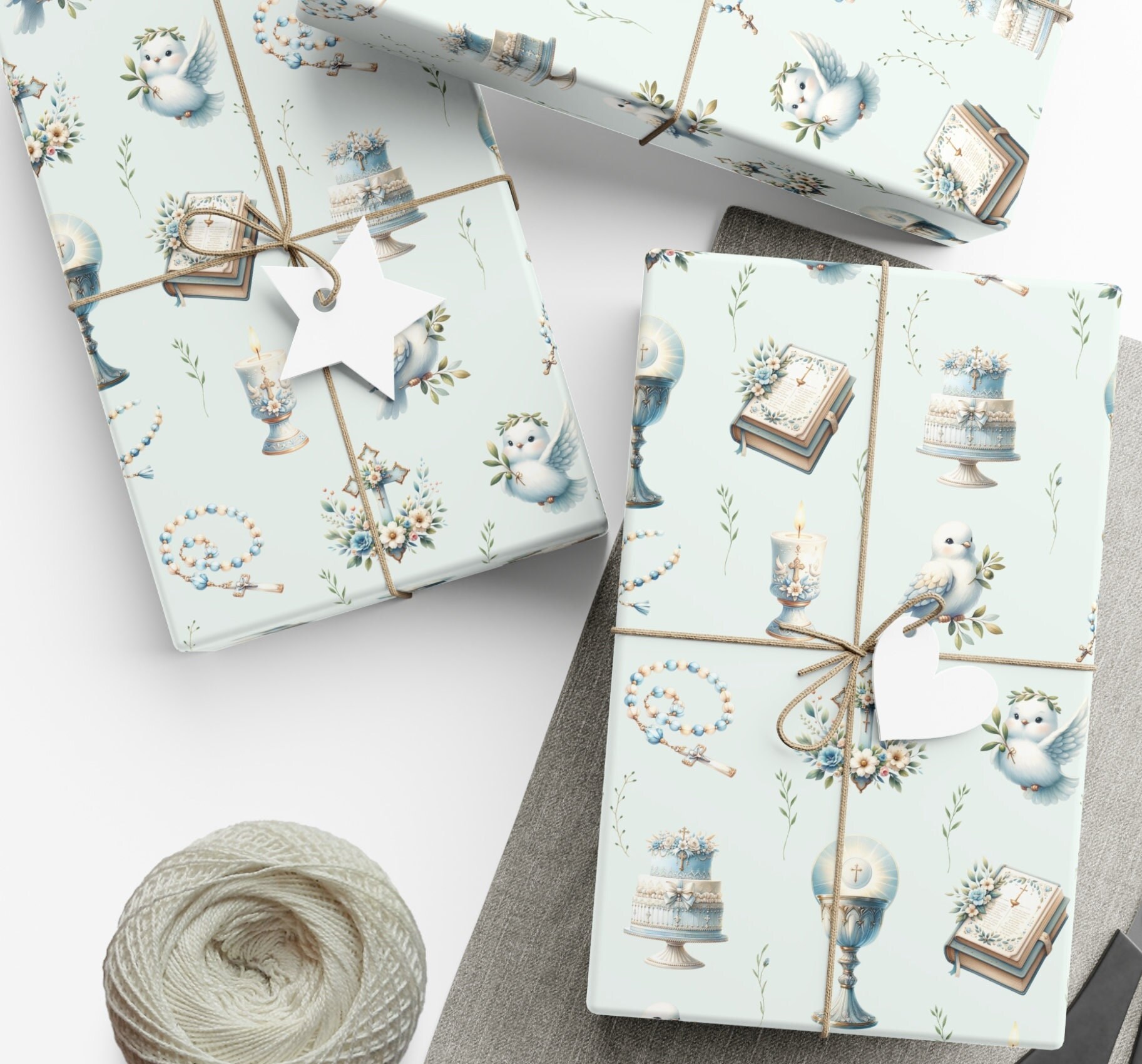 Boy First Communion Wrap, Religious Wrapping, Church Event Packaging ...