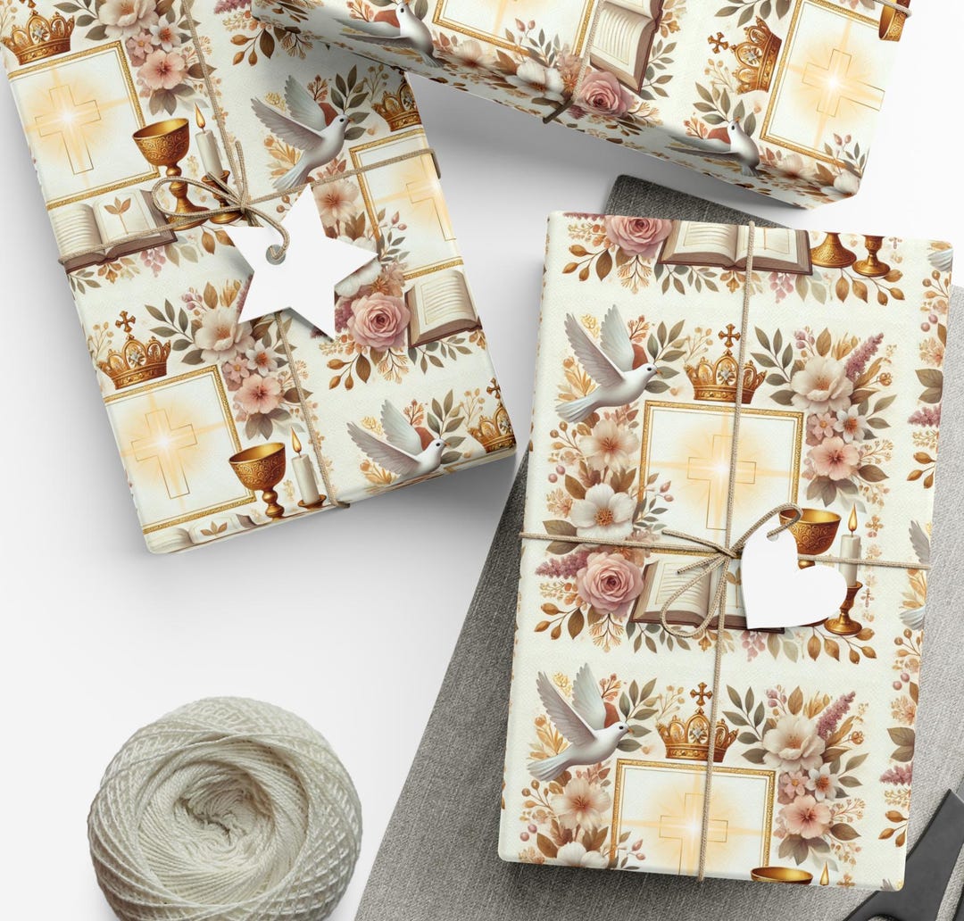 First Communion Wrap, Religious Wrapping, Church Event Packaging ...